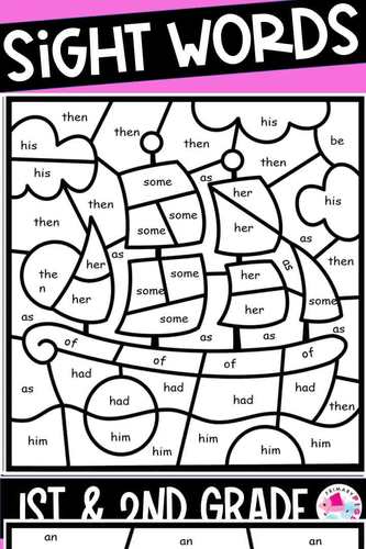 THANKSGIVING COLOR BY CODE SIGHT WORDS 1ST & 2ND GRADE PRACTICE BUNDLE