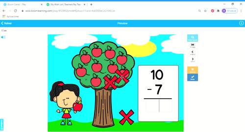 BOOM CARDS:Juego manzanas RESTAS NÚMEROS 1-10 Back to school Distance ...