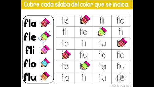 Sílabas trabadas FL DIGITAL Seesaw Google Slides en español Actividades