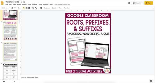 Root Words, Prefixes, & Suffixes Unit 2 | Google Classroom | Digital