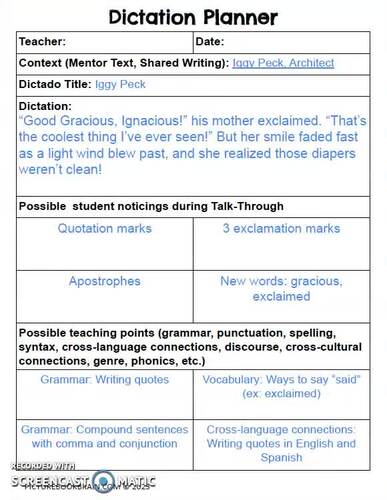 Pedro Perfecto Arquitecto Lesson Plan, Google Activities and Dictado