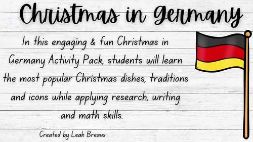 Christmas in Germany | Christmas Around the World Activities | TPT
