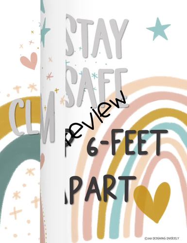 Boho Rainbow Social Distancing COVID Safety Classroom Posters | TPT