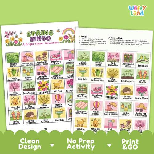 Spring Bingo Game | Spring Vocabulary Activity | Flower & Nature Bingo Game