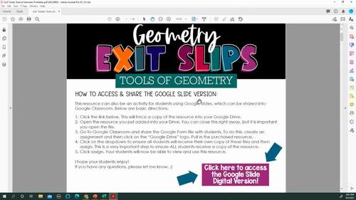 Geometry Exit Tickets Tools of Geometry PRINT & DIGITAL by Kacie Travis
