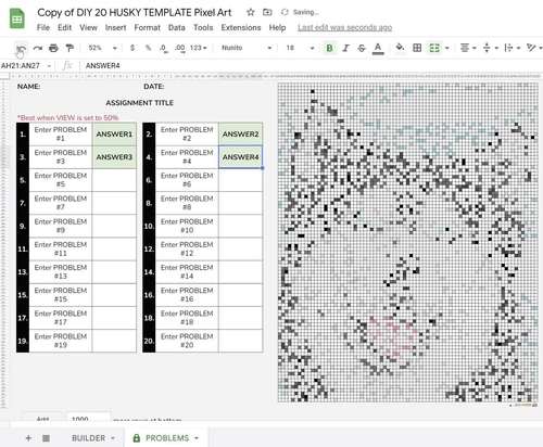 DIY Digital Resource Pixel Art Template EDITABLE | Husky by Algebra Accents