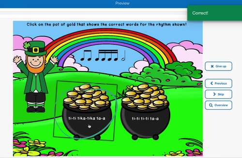 St. Patrick's Day Rhythm Digital Game | Sixteenth Notes | TPT
