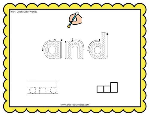 52 Kindergarten DOLCH Sight Words Q-Tip Painting Set | TPT