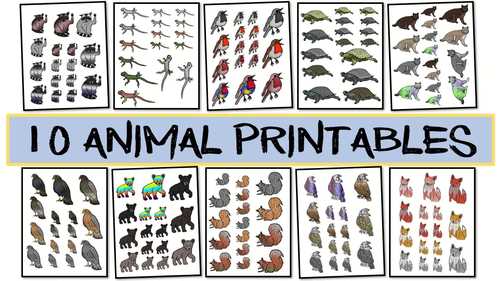 10 BACKYARD ANIMAL PRINTABLE CUT-OUTS: Original art, coloring pages ...