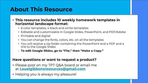 Weekly Homework Template, Sheet, Digital, Print, Editable in Google ...