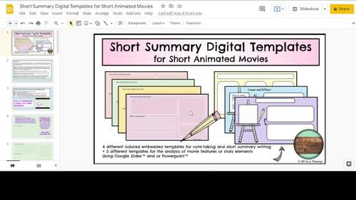 Short Summary Digital Templates for Short Animated Movies by All in a ...