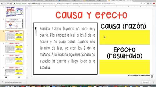 Causa y efecto - Cause and Effect Reading in Spanish - Digital and ...