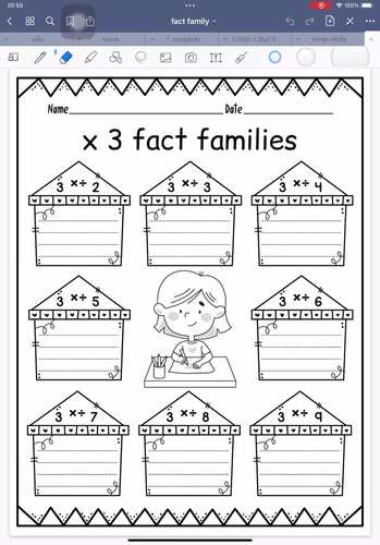 Multiplication & Division Fact Family Practice Pack (cute) by Like math 67