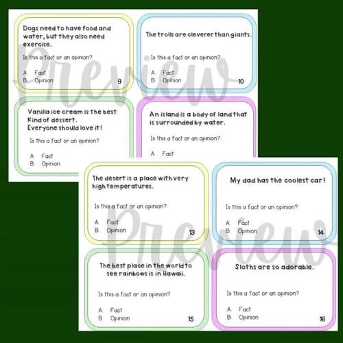 Fact and Opinion Task Cards by Bilingual Teaching Made Easy | TPT