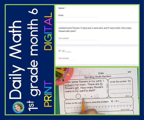 1st Grade Print and Digital Math Spiral Review | Morning Work | Warm ...