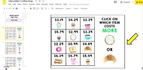 Life Skills - Menu Math - Money - Budget - Dollar Up - GOOGLE - Unit 4