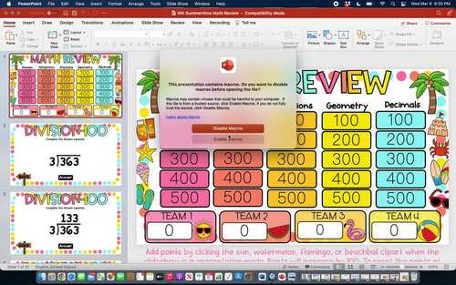 4th Summertime Math End of Year Review | Game Show | Summer Themed ...