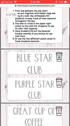 Shiplap and Coffee Theme Behavior Chart, Punch Cards, and CHAMP Chart