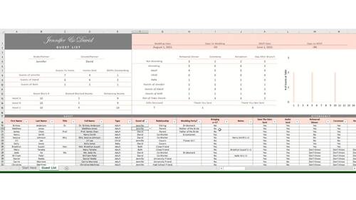 Wedding Guest List Tracker Excel Spreadsheet by Mom Money Map | TPT