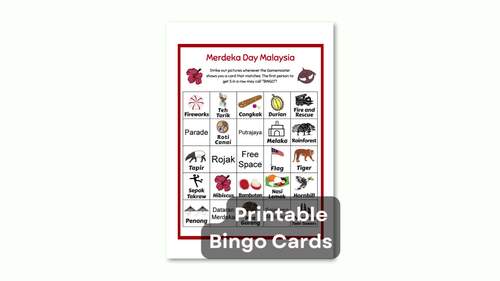 Merdeka Day Malaysia Bingo, 50 Printable Bingo Cards, Independence Day ...