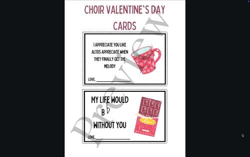 Valentine's Day Choir Themed Cards by Daily Teacher Downloads | TPT