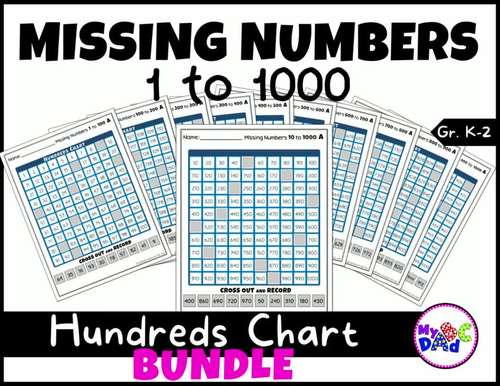 Missing Numbers 1 to 1000 Hundreds Chart Activities BUNDLE | TPT