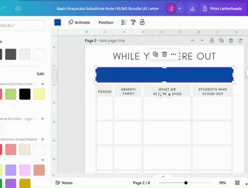 High School Substitute Teacher Note Bundle | Grayscale Modern | Black ...