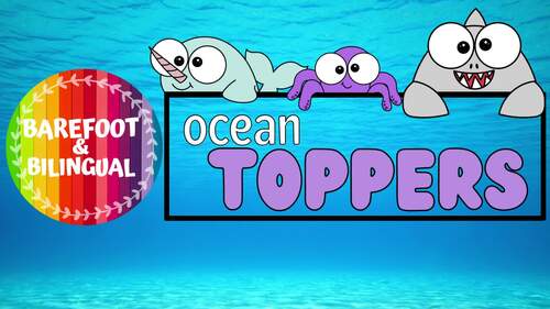 Ocean Animals Clipart Toppers by Barefoot and Bilingual Clipart and More