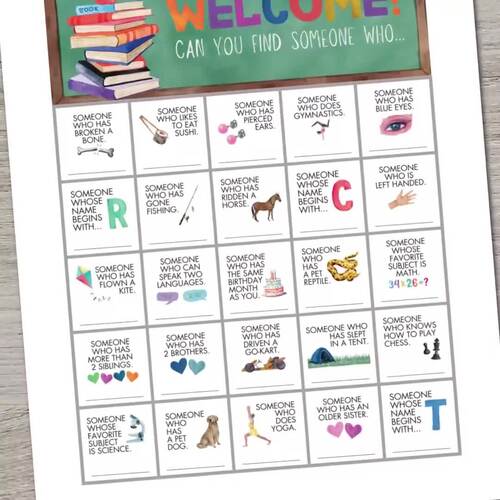 Back to School - "Find Someone Who" | Printable Icebreaker Class Game ...