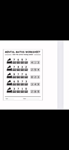 Grade 1 Mental Maths Worksheet - Color the Correct Missing Number