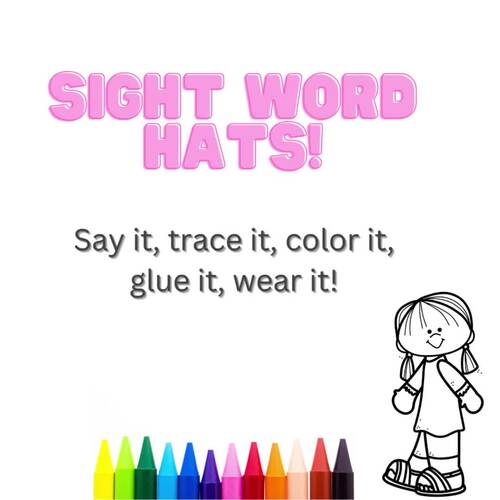 Kindergarten Sight Word Crafts, Hats, Intervention Activities, Editable