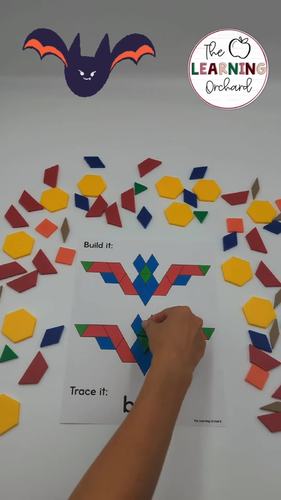 NO PREP Halloween Tangram Pattern Block Mats for October Fine Motor Centers