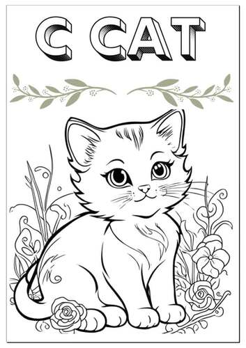 Best Lettre C Cat coloring page,kids,sheets,cute,Printable,funny,worksheet