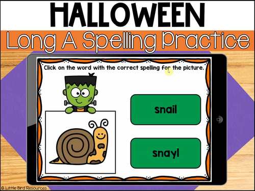 Halloween AI and AY Vowel Teams Boom Cards | 1st Grade Long A Phonics ...