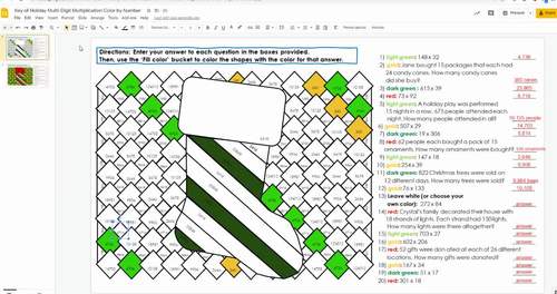 Winter Holiday Math Multi-Digit Multiplication Coloring by Number Pages ...
