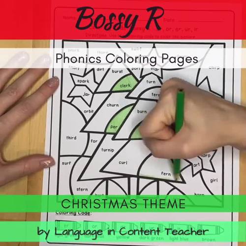 Color by Code Bossy R Christmas Theme AR OR ER UR IR | TPT