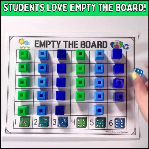 Earth Day Math Dice Number Sense Center Game - Empty the Board | TPT