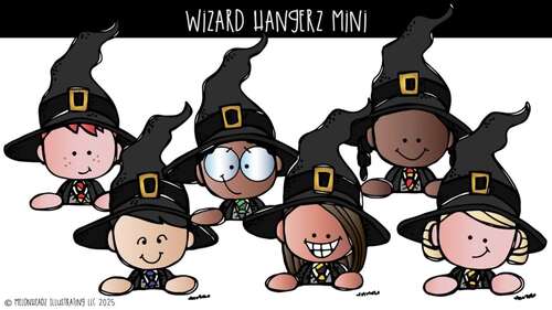 Wizard Hangerz clip art, Halloween, Toppers Mini by Melonheadz Clipart