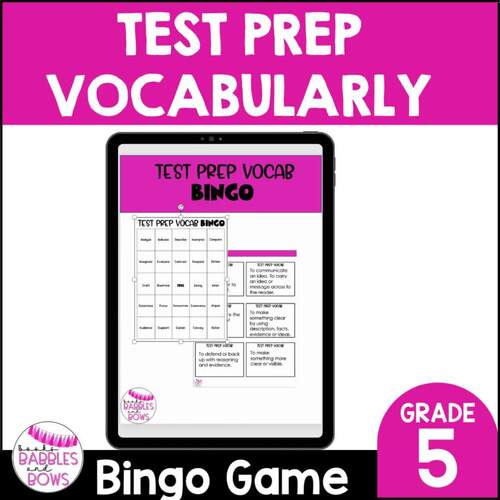 Test Prep Vocabulary Bingo Game by Books Babbles and Bows | TPT