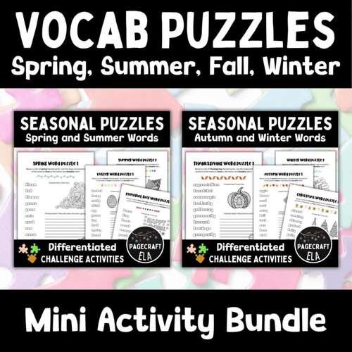 BUNDLE of Vocabulary Puzzle Activities for Spring, Summer, Autumn and ...
