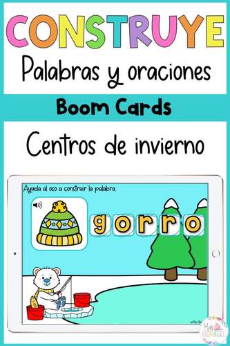 Build a word and Scrambled sentences in Spanish Boom cards Winter