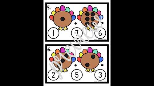 Thanksgiving Clip Cards Turkey Dice Addition to 12 Task Cards | TPT