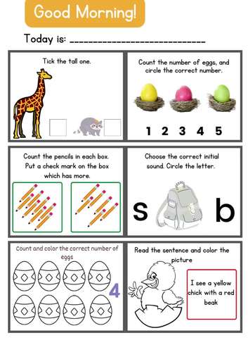 Full Morning Work Worksheets For Math and Literacy Centres | TPT