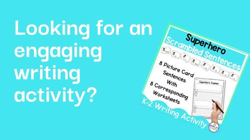 Superhero Scrambled Sentences A FUN Sentence Building Writing Center ...