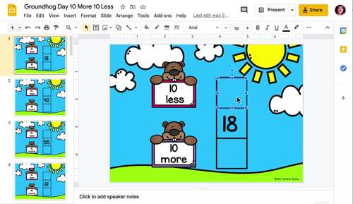 Groundhog 10 More 10 Less Google Distance Learning by Jennifer Bates