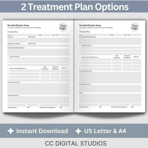Treatment Plan Template Fillable PDF Counseling Office Forms, Therapy ...