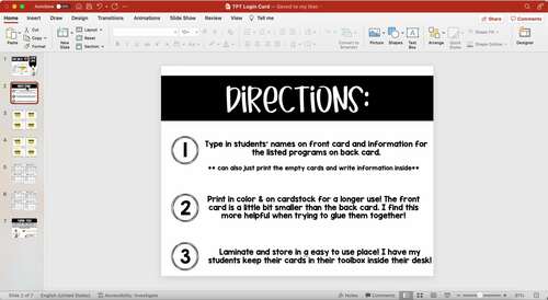 Editable Login Card by CreativelyMsCooper | TPT