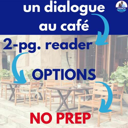 French Cafe & Restaurant Reading Comprehension Passage & Questions au café