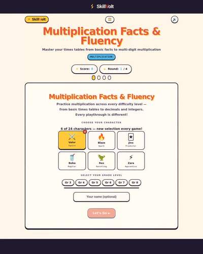 Multiplication Facts Digital Game Grades 3 4 5 6 7 8 Math Times Tables ...