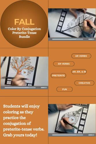 Preterite-Tense Verbs Color By Conjugation Bundle-Fall by SinginSeñorita